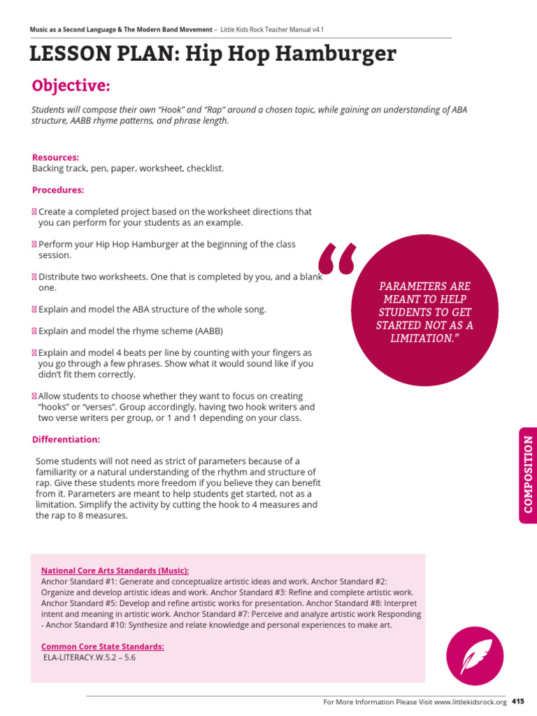 Hip Hop Hamburger Lesson | PDF