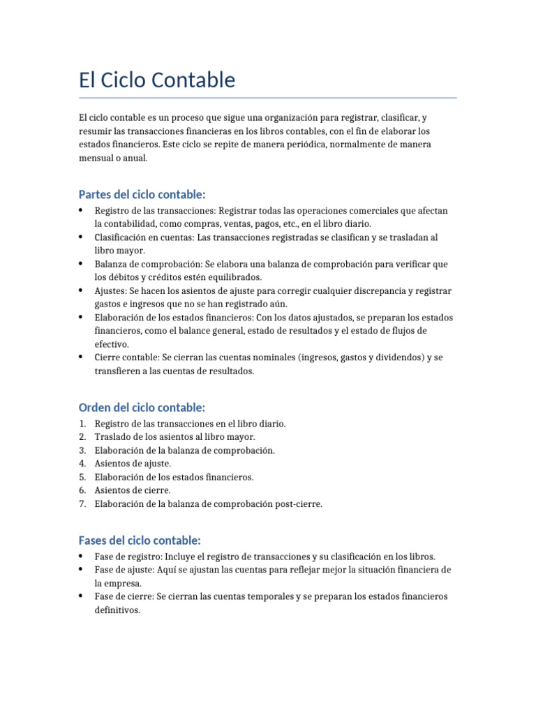 Ciclo Contable | PDF | Contabilidad | Estado financiero