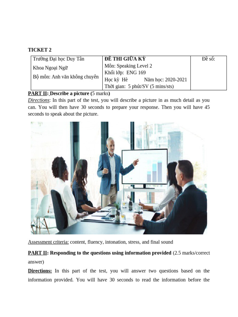 ĐỀ 2 SPEAKING LEVEL 2 | PDF