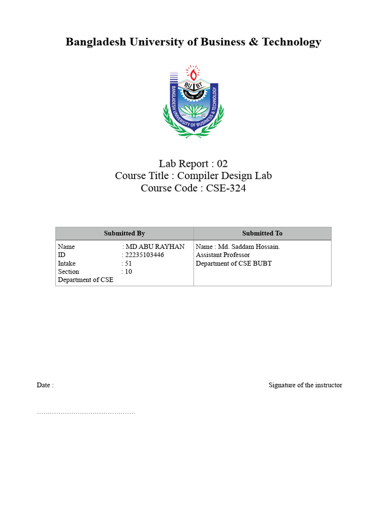 Compiler Design Lab2 Report | PDF | Computer Science | C++