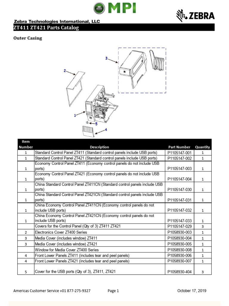 ZT411 ZT421 Parts Catalog Overview | PDF | Radio Frequency ...