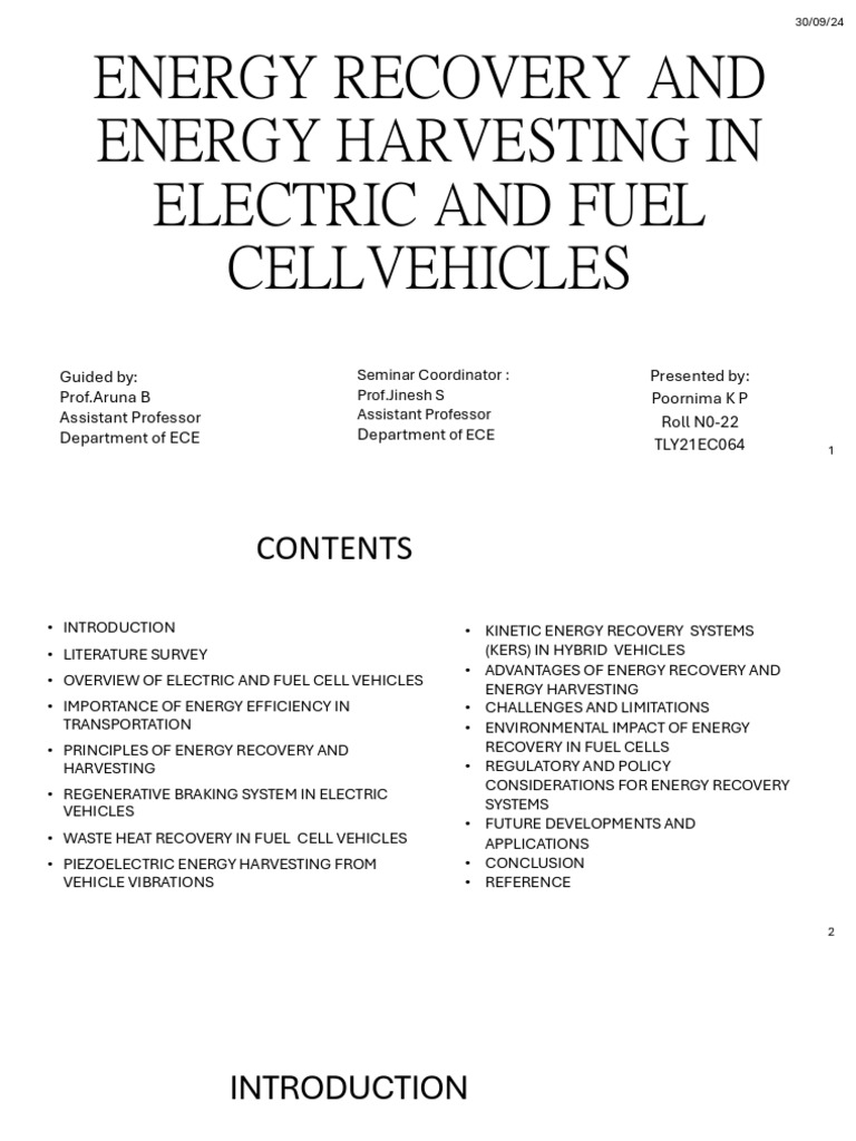 Energy Recovery and Energy Harvesting in Electric and | PDF | Efficient ...