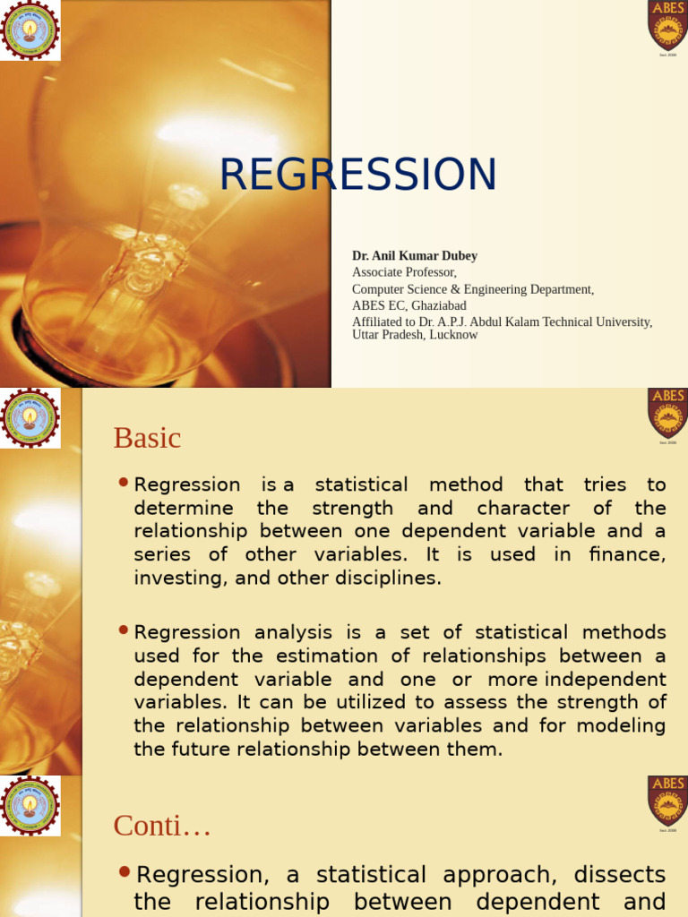 Unit 2 Topic 1 REGRESSION | PDF | Regression Analysis | Linear Regression