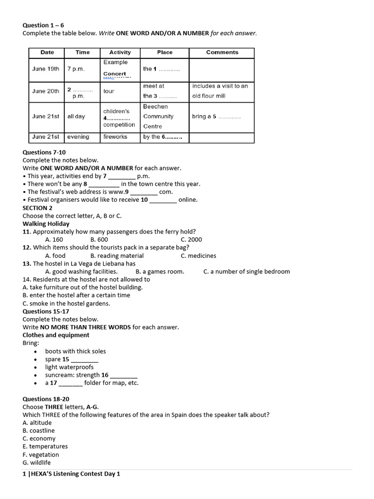 Listening Contest Day 1 | PDF | Human Communication | Languages
