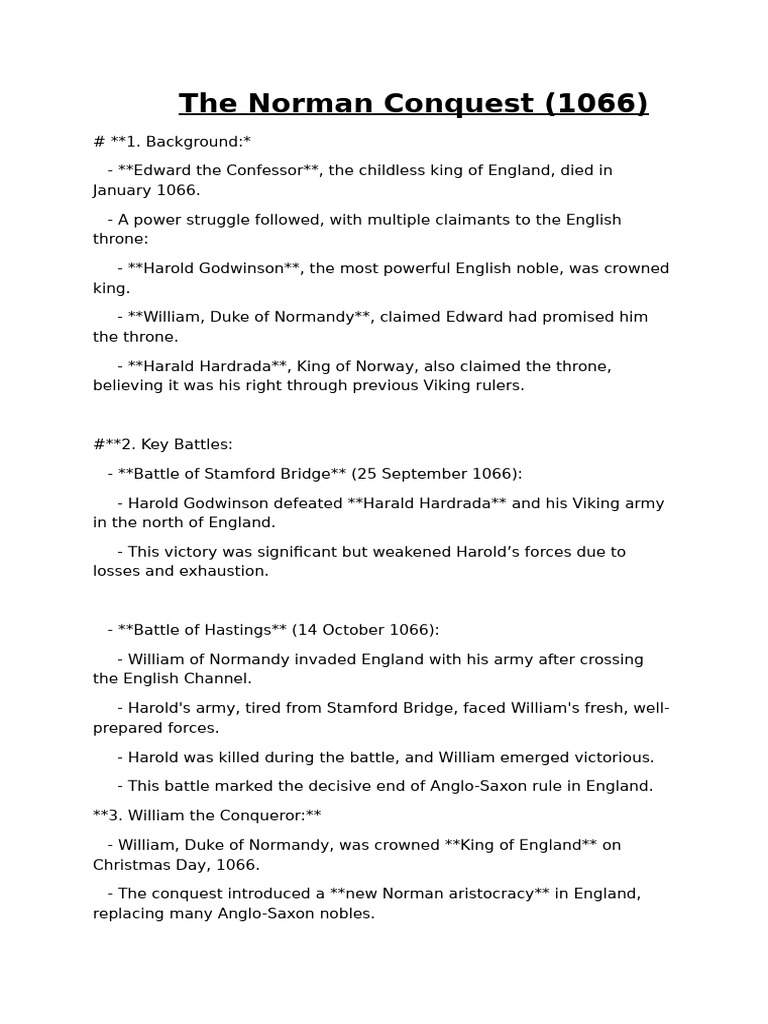 Norman Conquest | PDF | William The Conqueror | Middle Ages