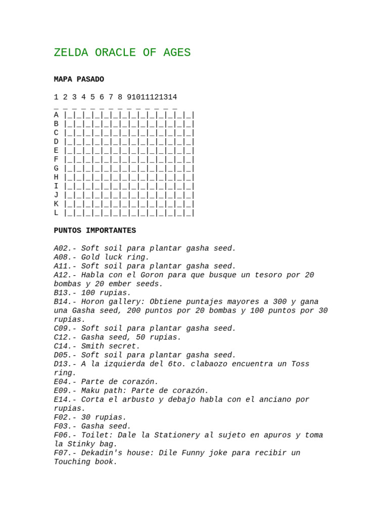 Guía Completa de Zelda: Oracle of Ages | PDF
