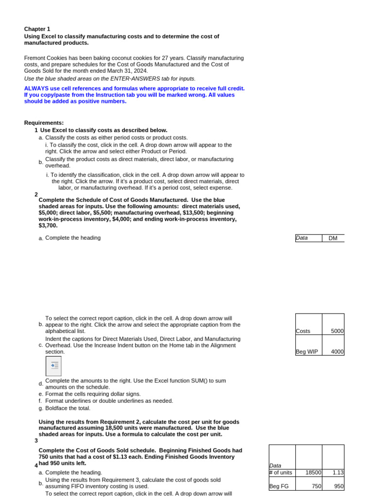 Chapter 1 Excel Template6 | PDF | Cost Of Goods Sold | Inventory