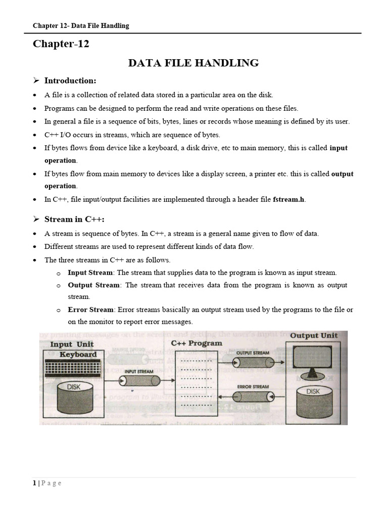Chapter 12 Data File Handling | PDF | Input/Output | Pointer (Computer Programming)