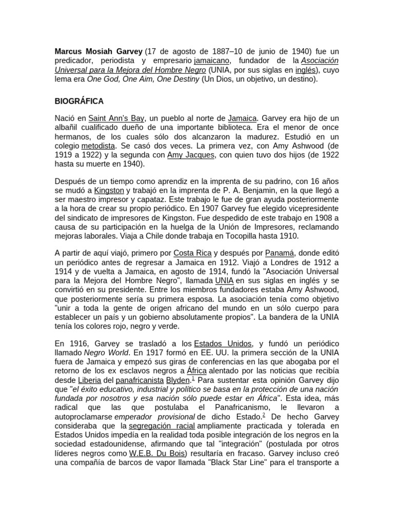 Marcus Mosiah Garvey | PDF | Política | Historia