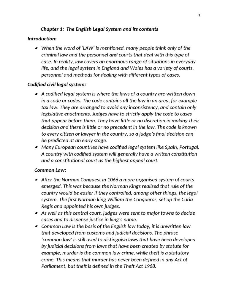 Chapter 1 The English Legal System and Its Contents | PDF | Common Law ...
