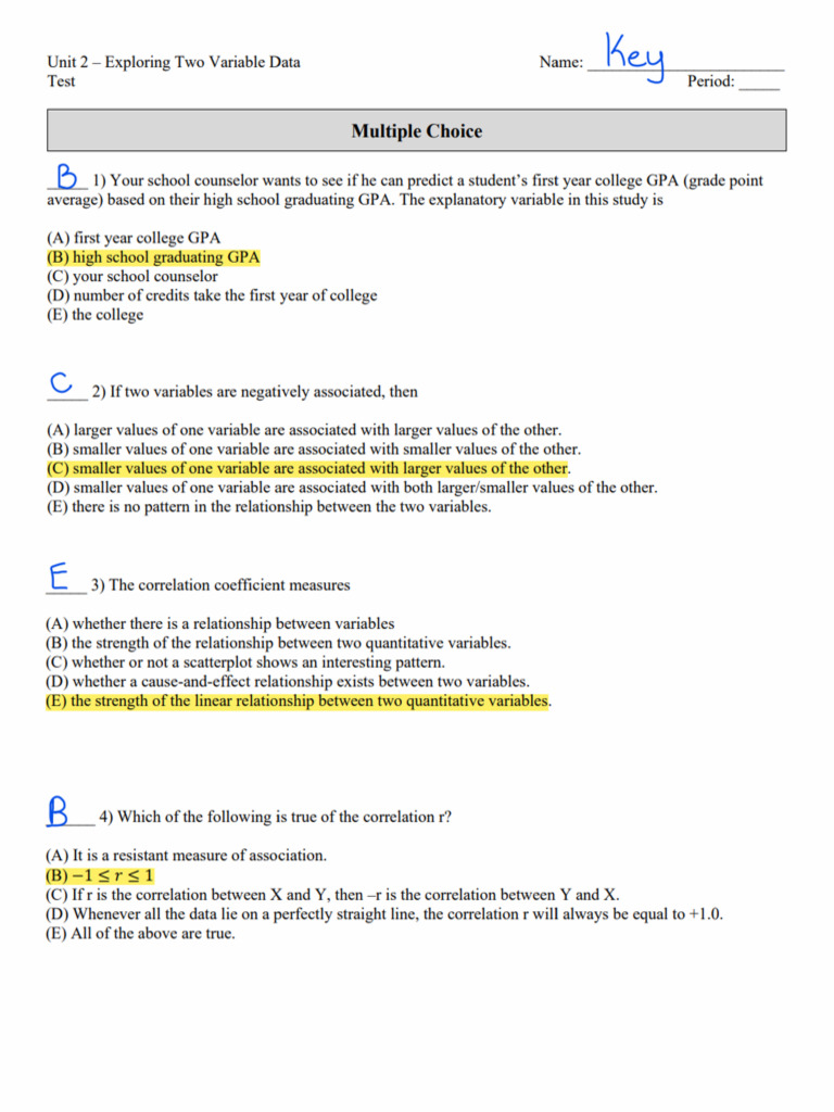 Unit 2 V2 Test Key | PDF