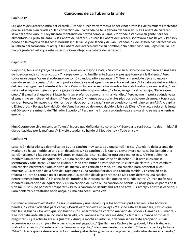 Canciones de La Taberna Errante | PDF
