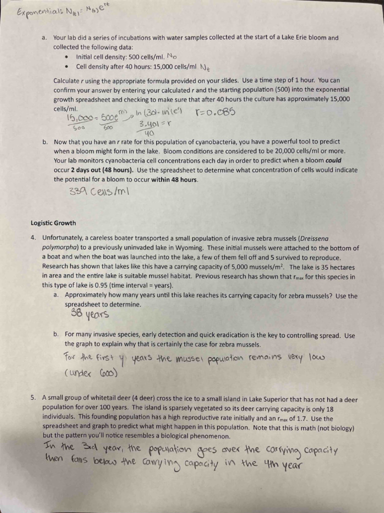 Population Worksheet 2 R Carlson | PDF | Science & Mathematics