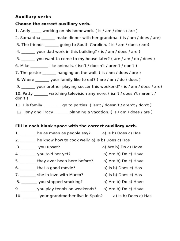 Auxiliary verbs | PDF