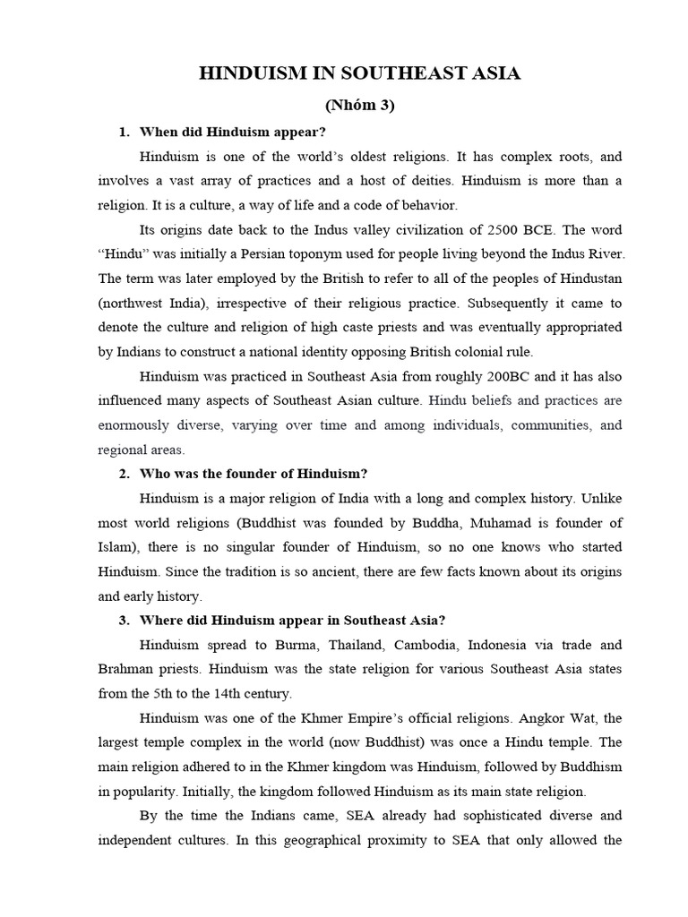 HINDUISM-IN-SOUTHEAST-ASIA | PDF | Southeast Asia | Asia