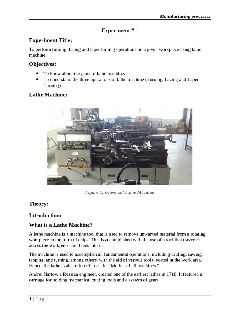Experiment No 1 Pdf Machining Metalworking