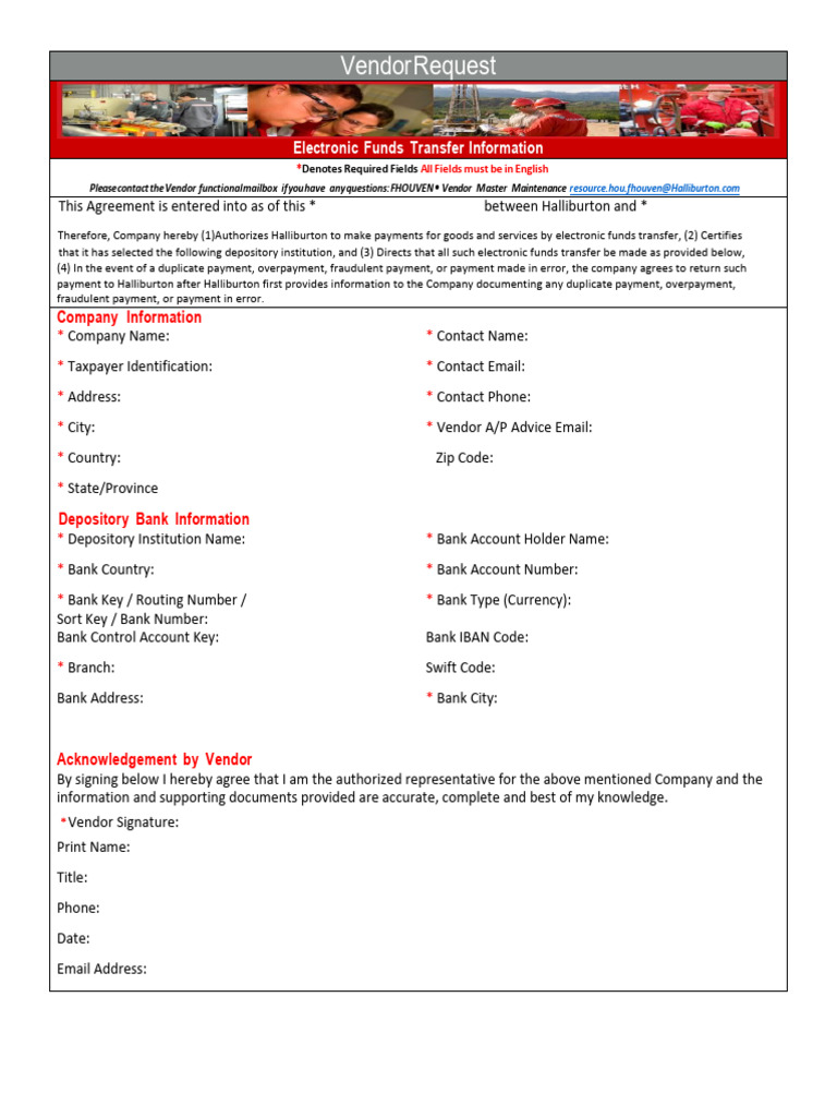 Vendor Electronic Funds Transfer Form | PDF | Banks | Banking