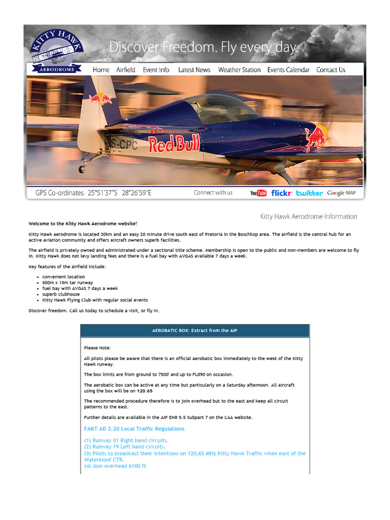 Kitty Hawk Aerodrome: Aviation Hub Near Pretoria | PDF | Aerodrome ...