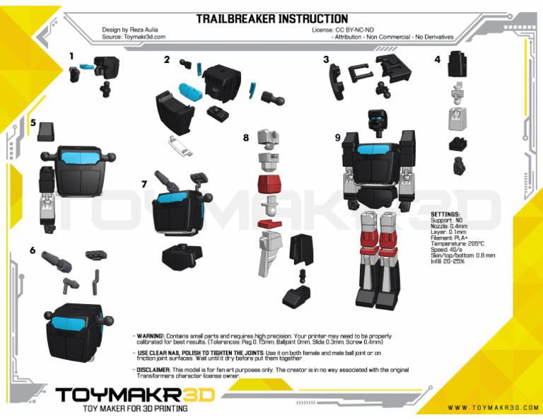 Toymakr3d Trailbreaker Instruction | PDF