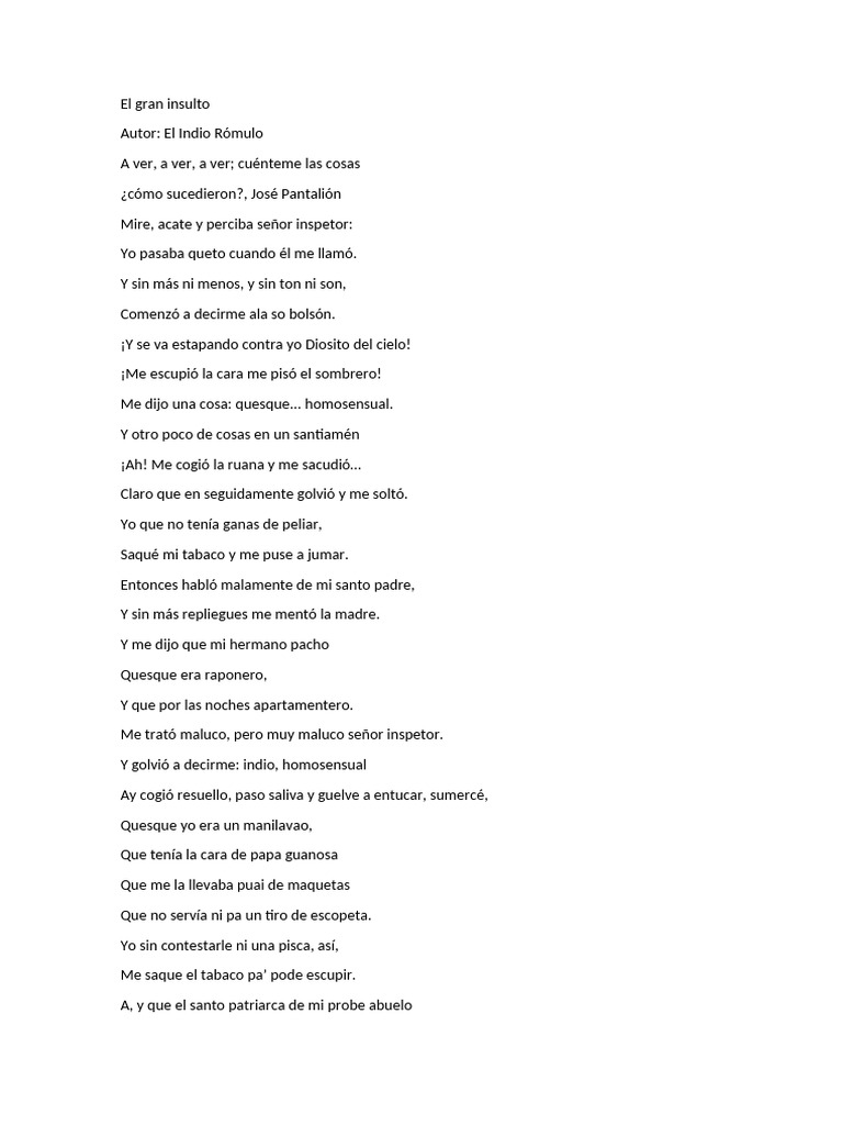 El Gran Insulto | PDF | Novela negra, policíaca y suspenso | Poesía