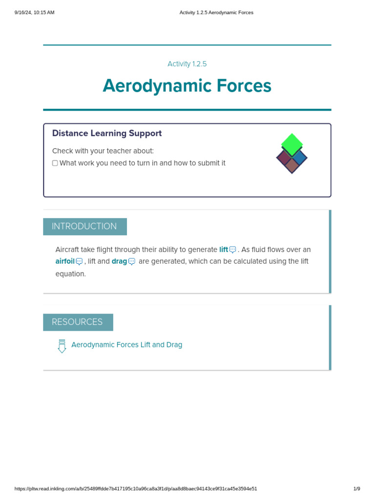 Activity 1.2.5 Aerodynamic Forces - Aerospace Engineering | PDF | Lift ...