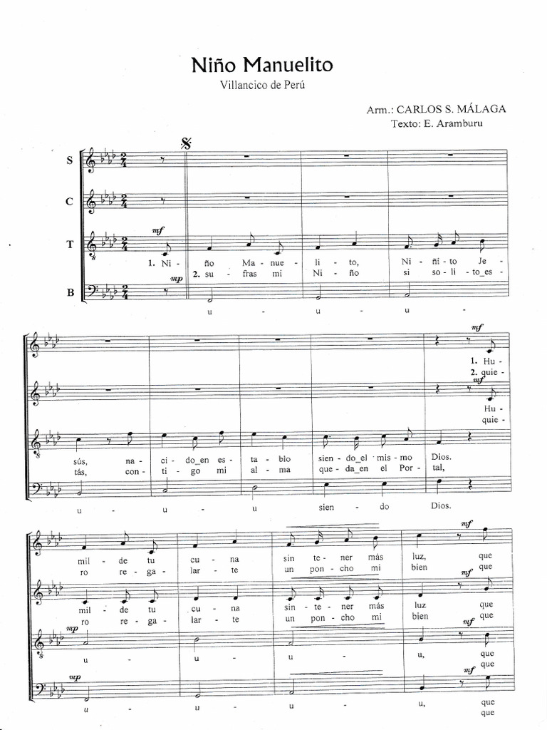 Villancico "Niño Manuelito" de Perú | PDF