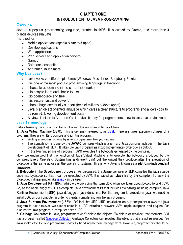 Chapter I - Intro | PDF | Java Virtual Machine | Java (Programming Language)