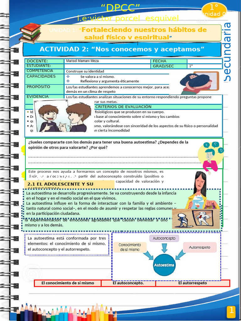 1° DPCC - Actv.02-Und.1 2023. | PDF | Autoestima | Autoconcepto