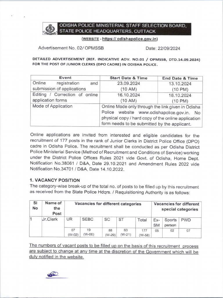 Detail Adv. of Jr.clerk | PDF