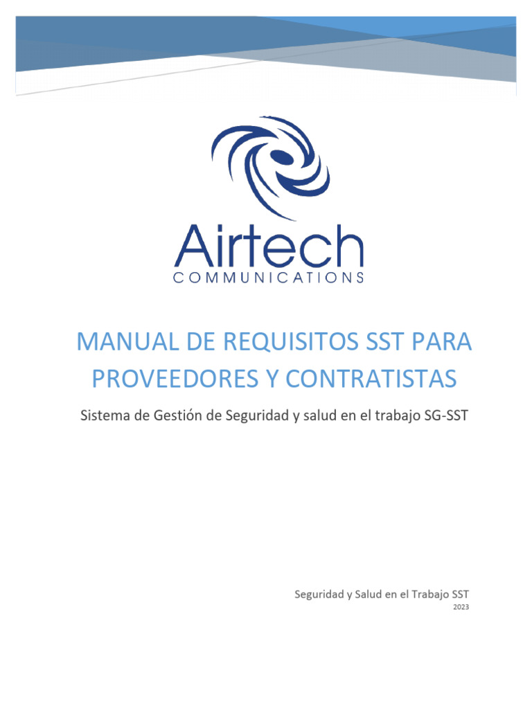 Manual SST para Proveedores 2023 | PDF | Seguridad y salud ocupacional | Business