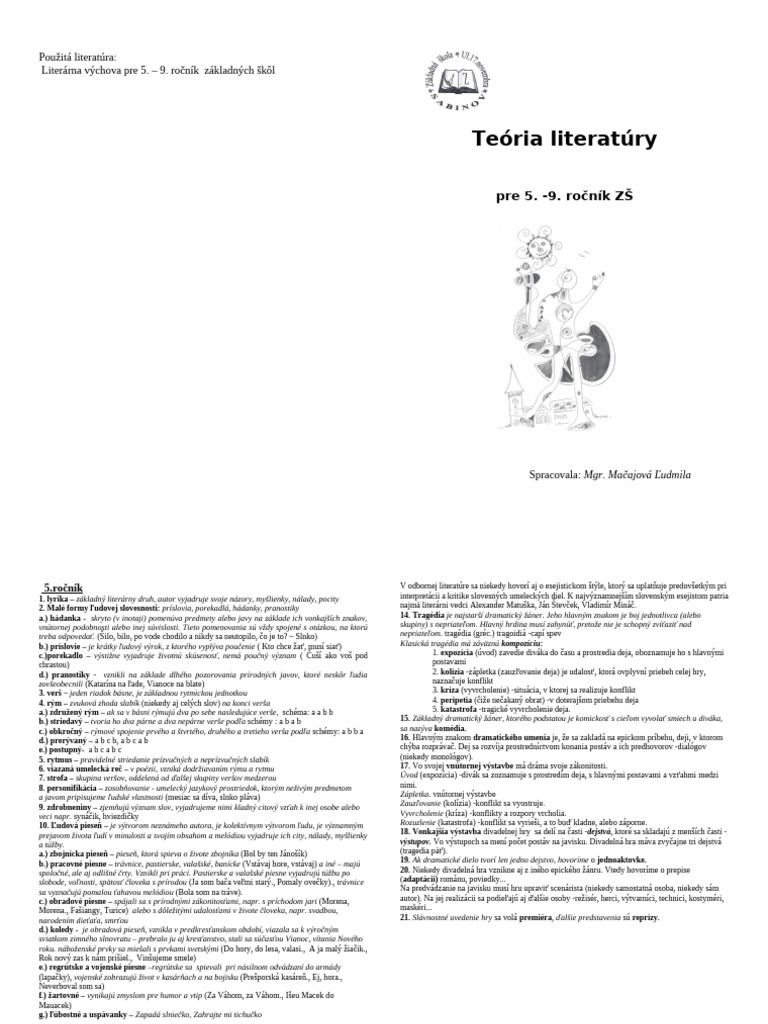 Teoria LV Pre 5. - 9. Roc. Ako Zosit | PDF