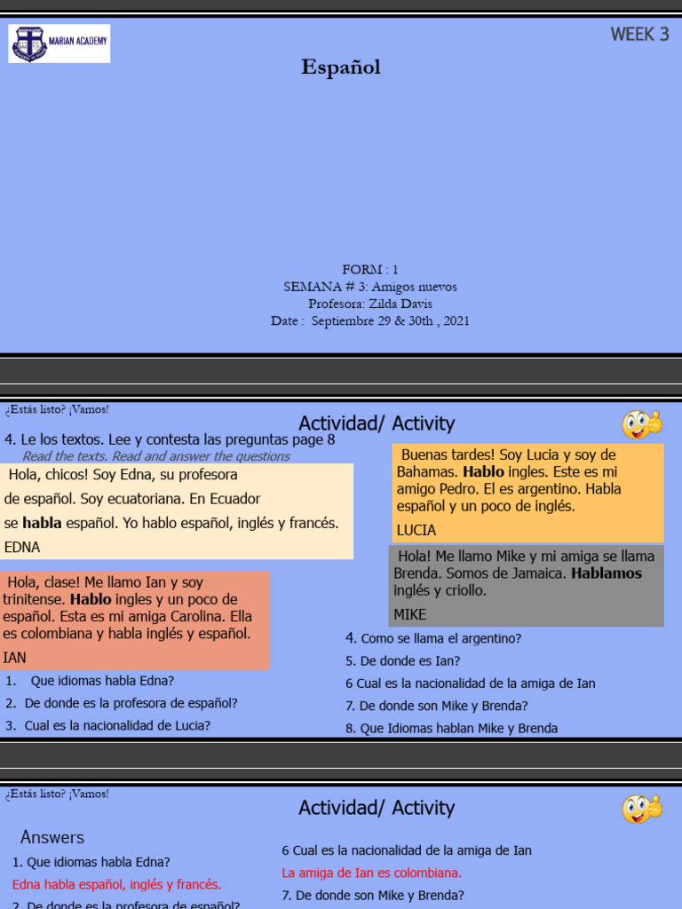 Form 1 - WEEK 3 | PDF