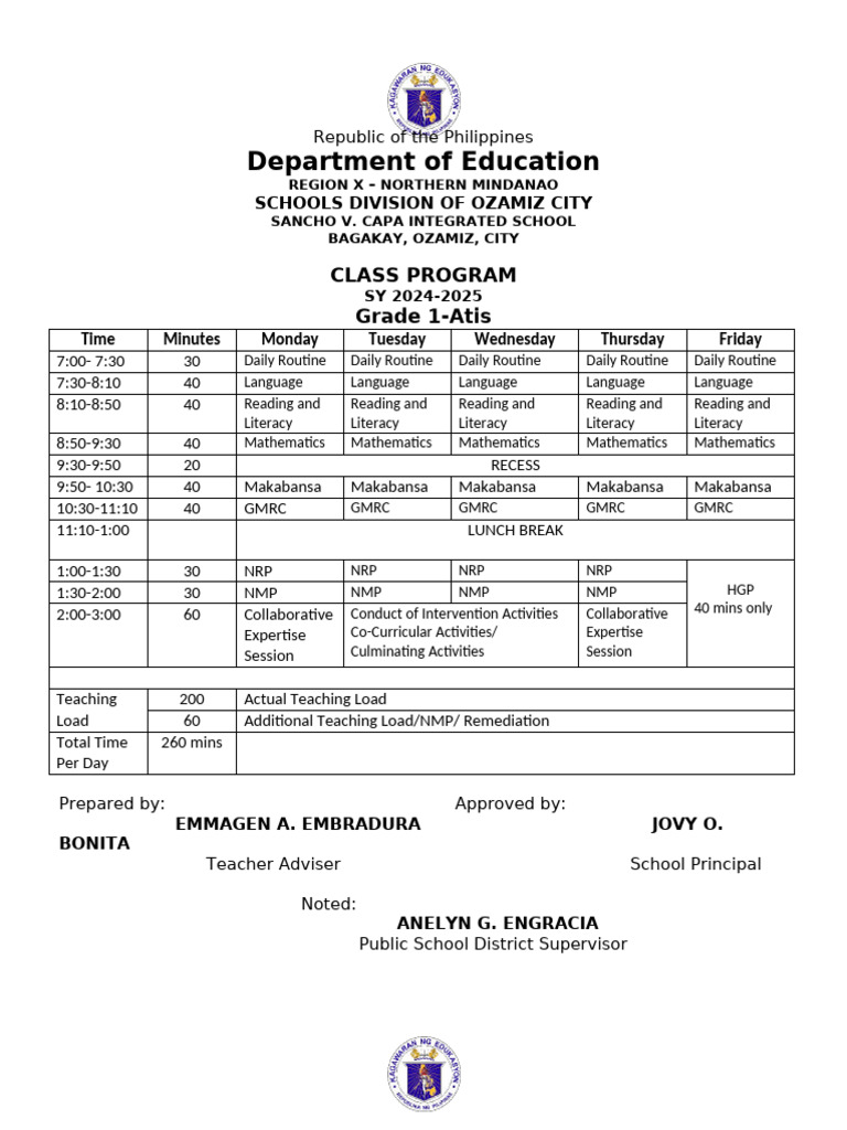 Class Program 2024 2025 | PDF | Human Communication | Cognition Class Program 2024 2025 | PDF | Human Communication | Cognition