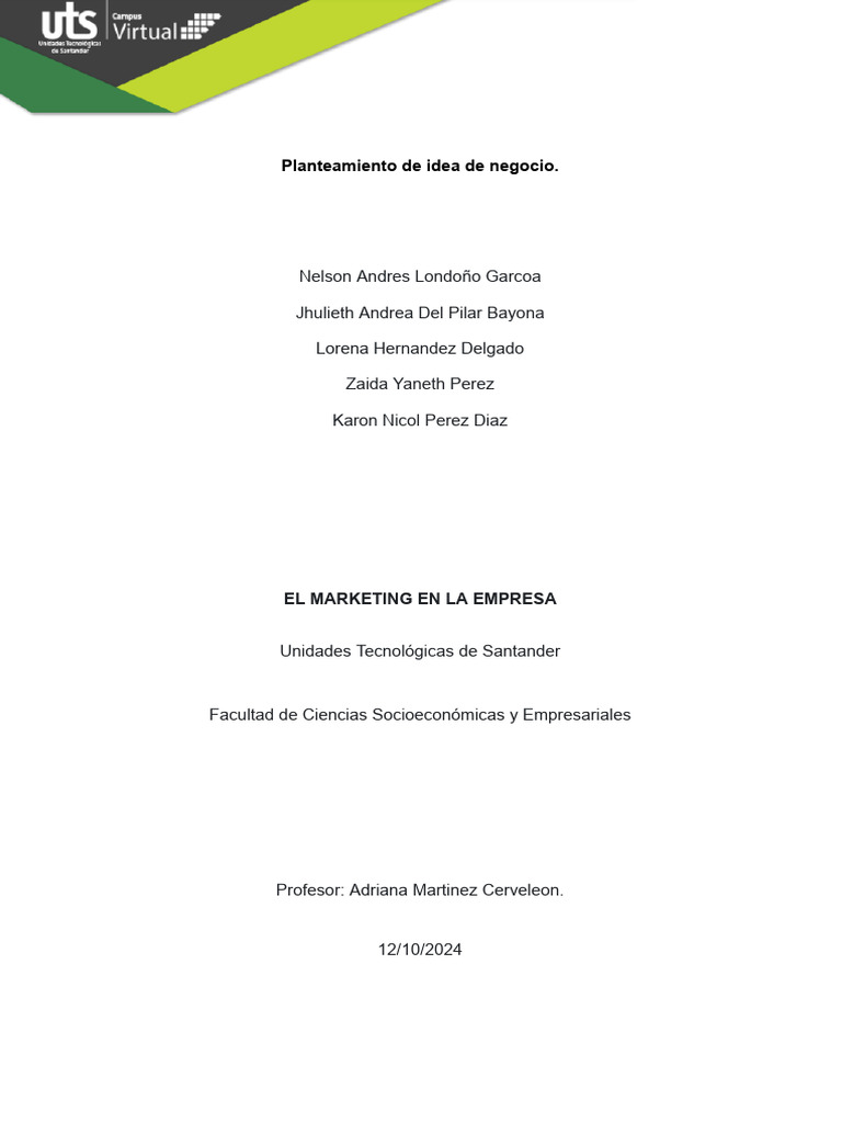 Idea de Negocio, Grupo 7 | PDF