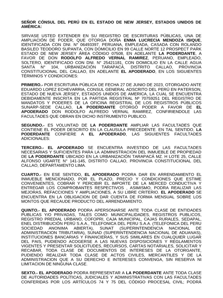 Poder Ampliacion 2 Consulado - Enma | PDF | Arbitraje | Judicaturas