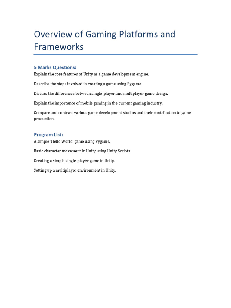 Game Dev Platforms & Frameworks Guide | PDF | Games & Activities | Technology & Engineering