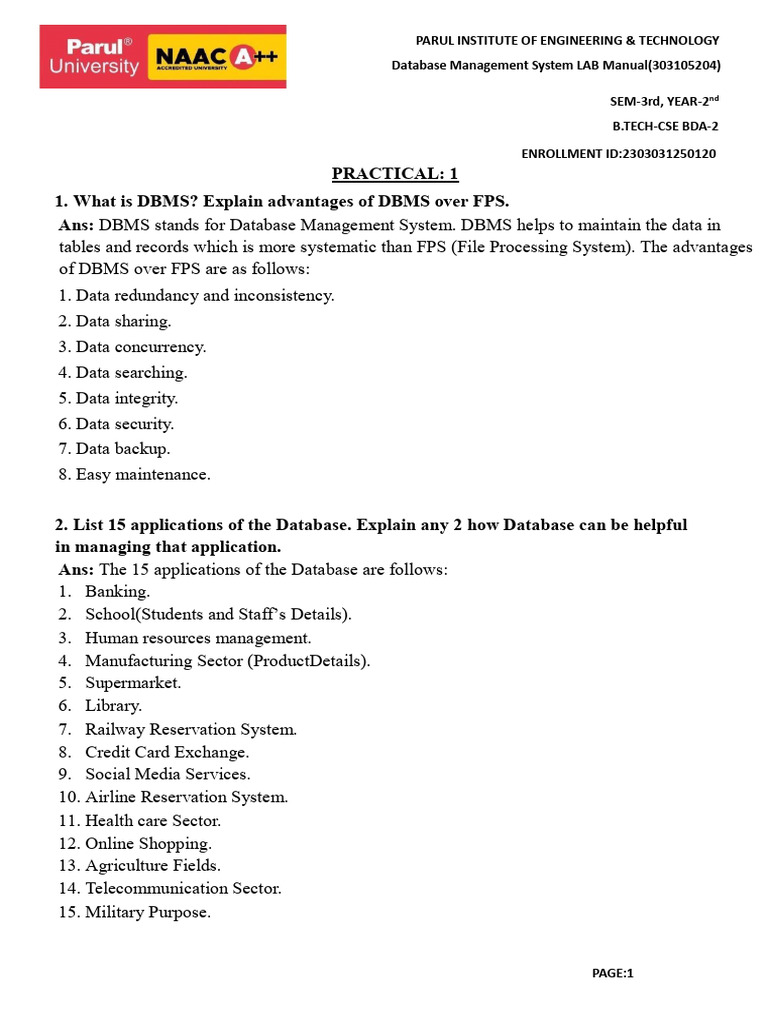 Final Dbms Lab Manual | PDF | Databases | Table (Database)
