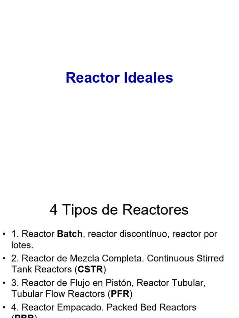 Reactores Ideales | PDF | Technology & Engineering