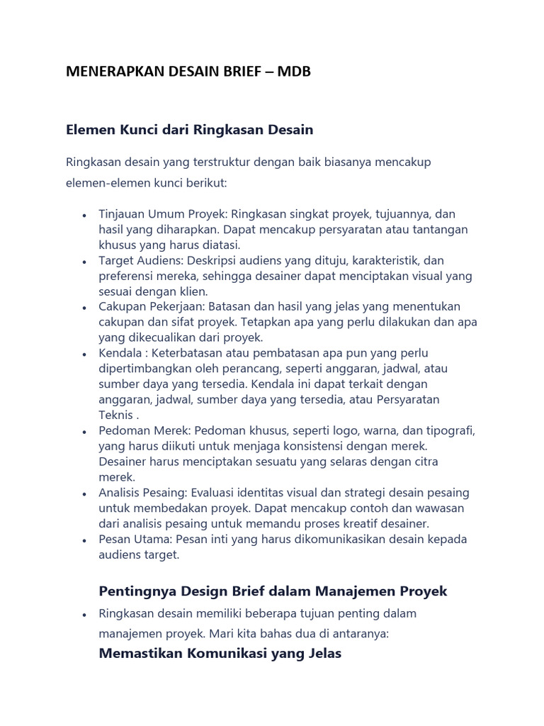 Panduan Efektif Membuat Design Brief | PDF