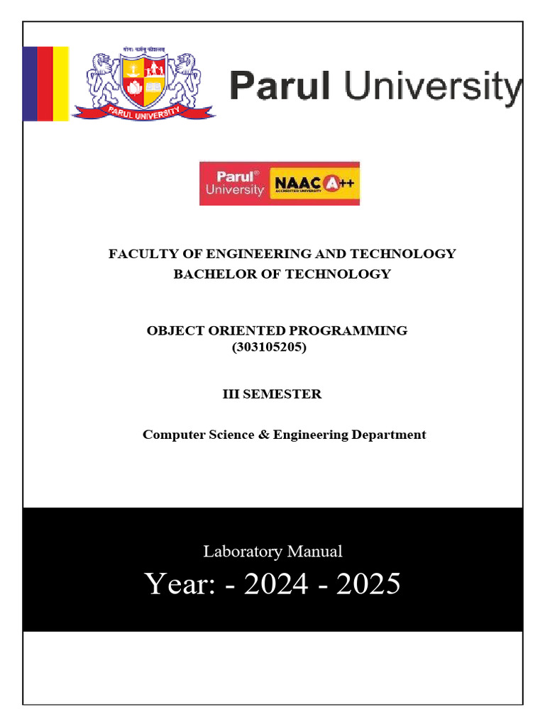 Front Page Of Lab manual | PDF | Method (Computer Programming) | Object ...