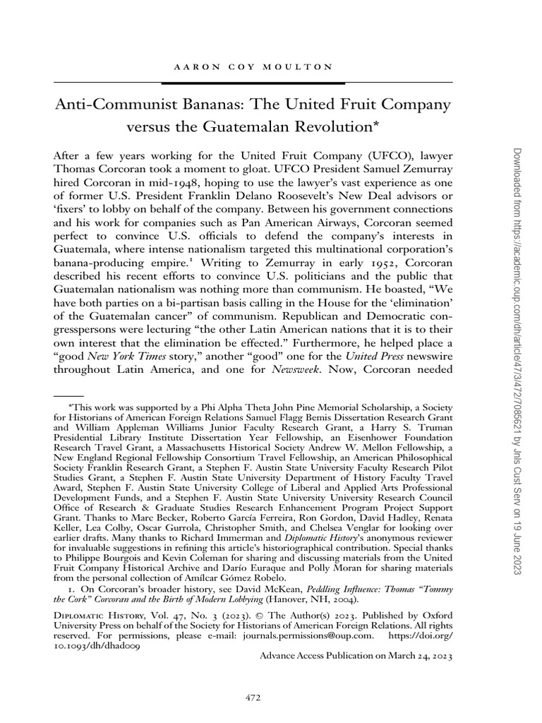Anti-Communist Bananas: The United Fruit Company Versus The Guatemalan ...