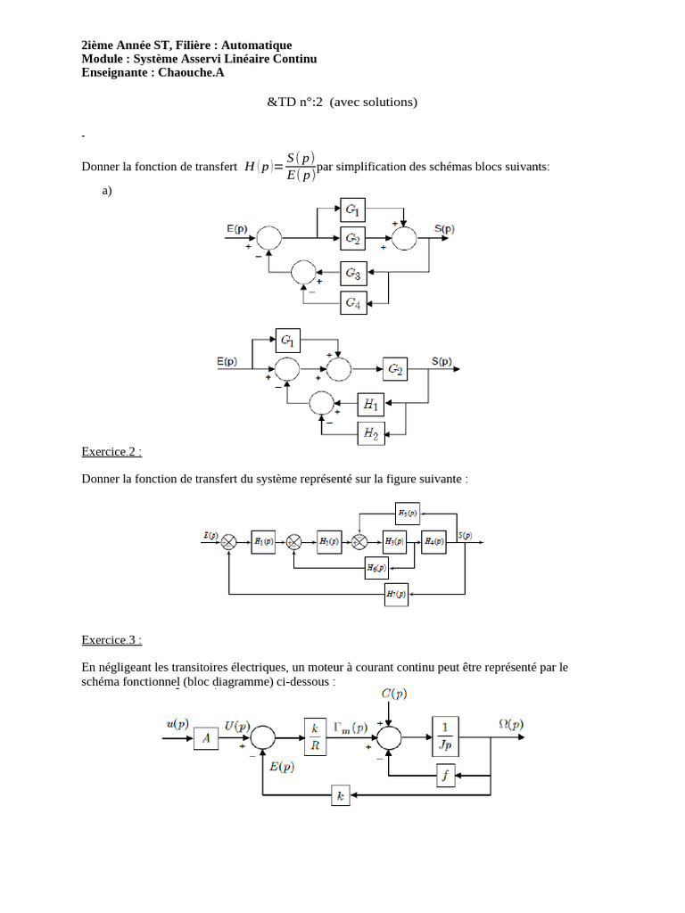 TD N°:2 (Avec Solutions) : H P S P E P | PDF | Régulation | Électrotechnique