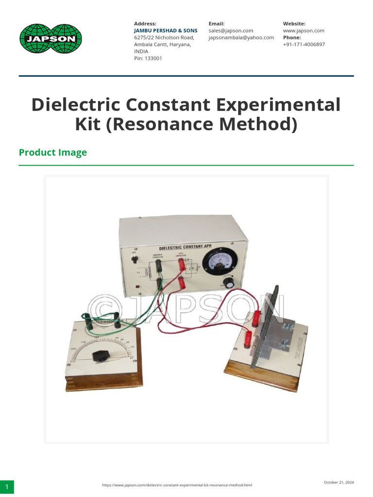Dielectric Constant Experimental Kit (Resonance Method) | PDF