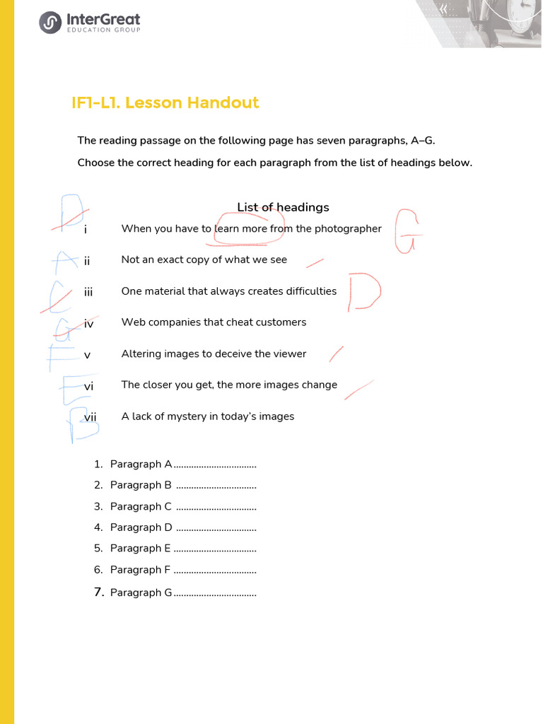 IF1-L1. Lesson Handout | PDF | Camera | Photograph