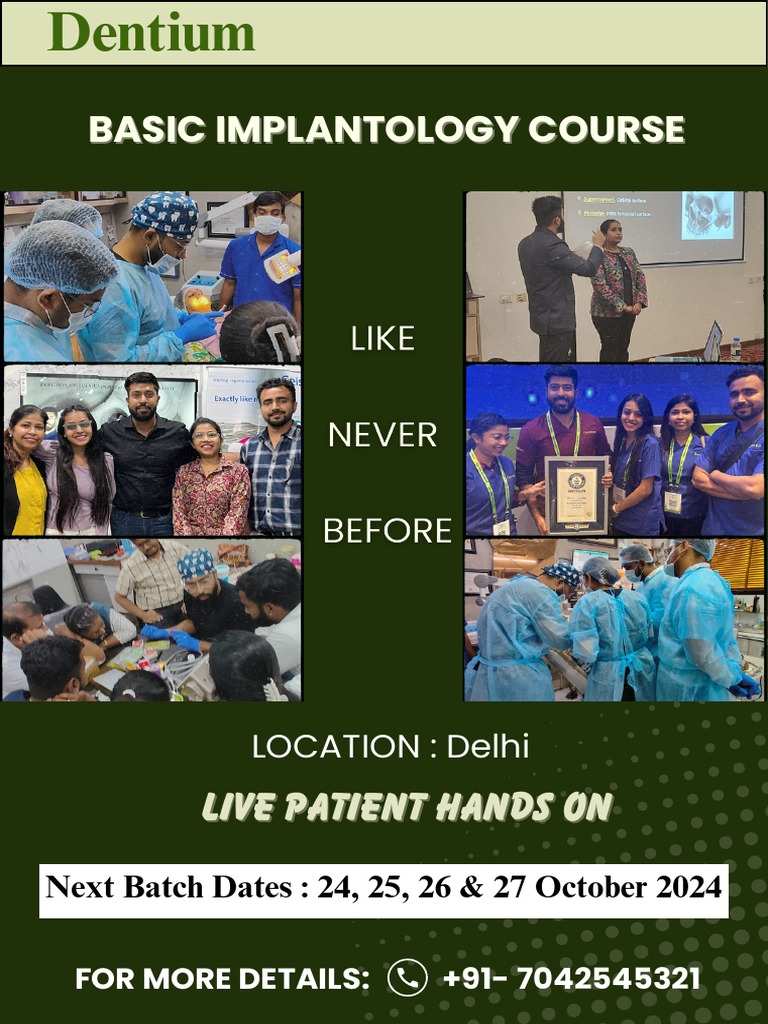 BASIC IMPLANTOLOGY COURSE OCTOBER DELHI 2024 - 20240904 - 142939 - 0000 | PDF | Dental Implant ...