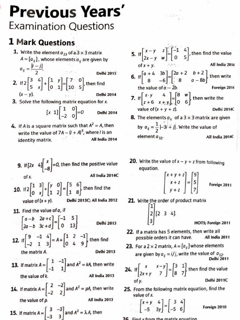 Matrix PYQ | PDF | Mathematical Analysis | Functional Analysis