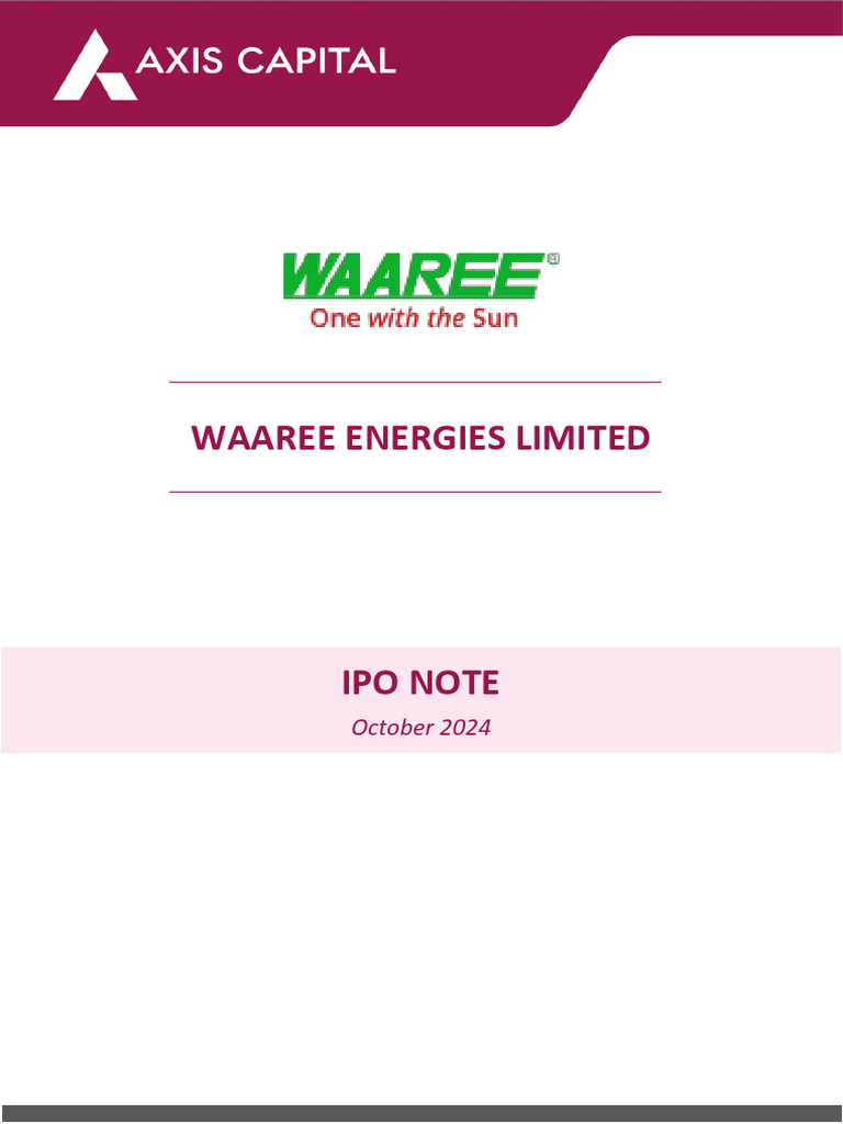 Waree Energies LTD - IPO Note-October 2024 | PDF | Photovoltaics | Solar Cell