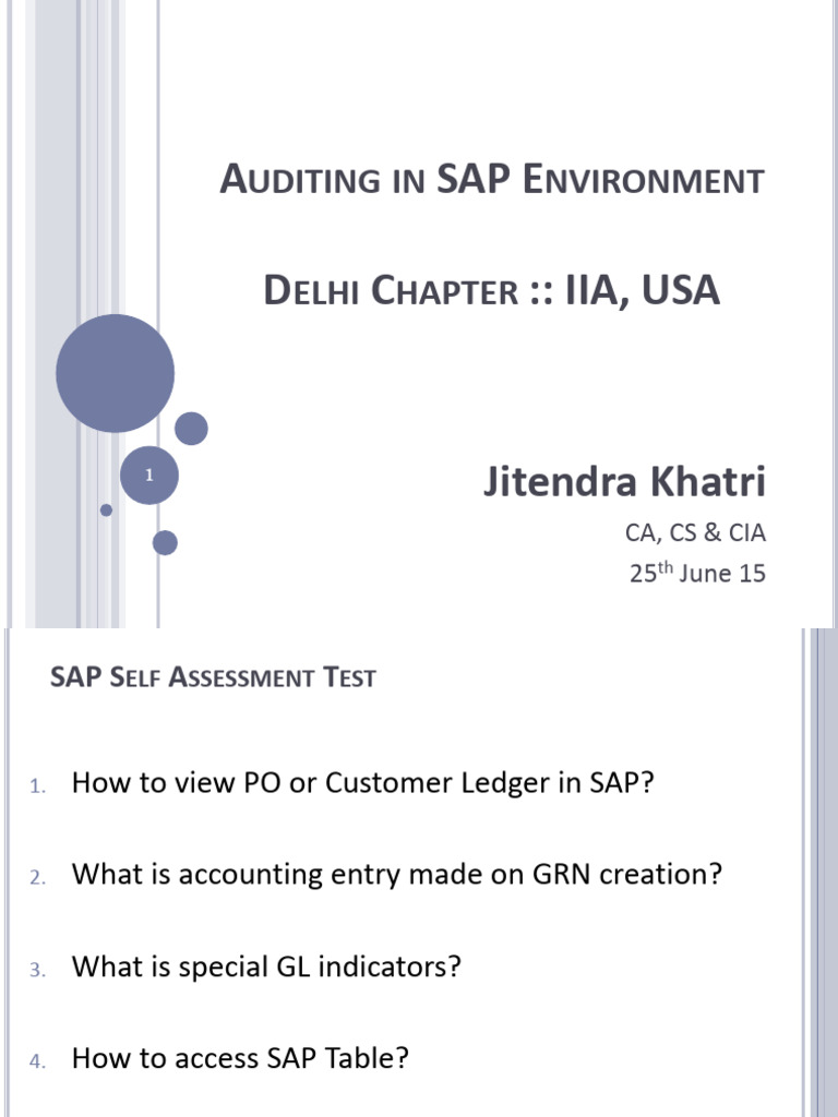 Auditing in SAP Environment - IIA | PDF | Menu (Computing) | Payroll