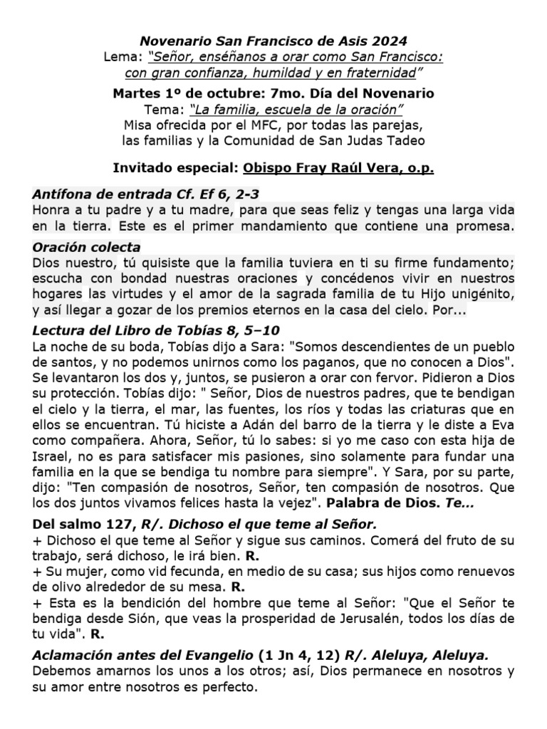 Misa 7vo. Nov. PSFA 2024 | PDF | Oración | eucaristía