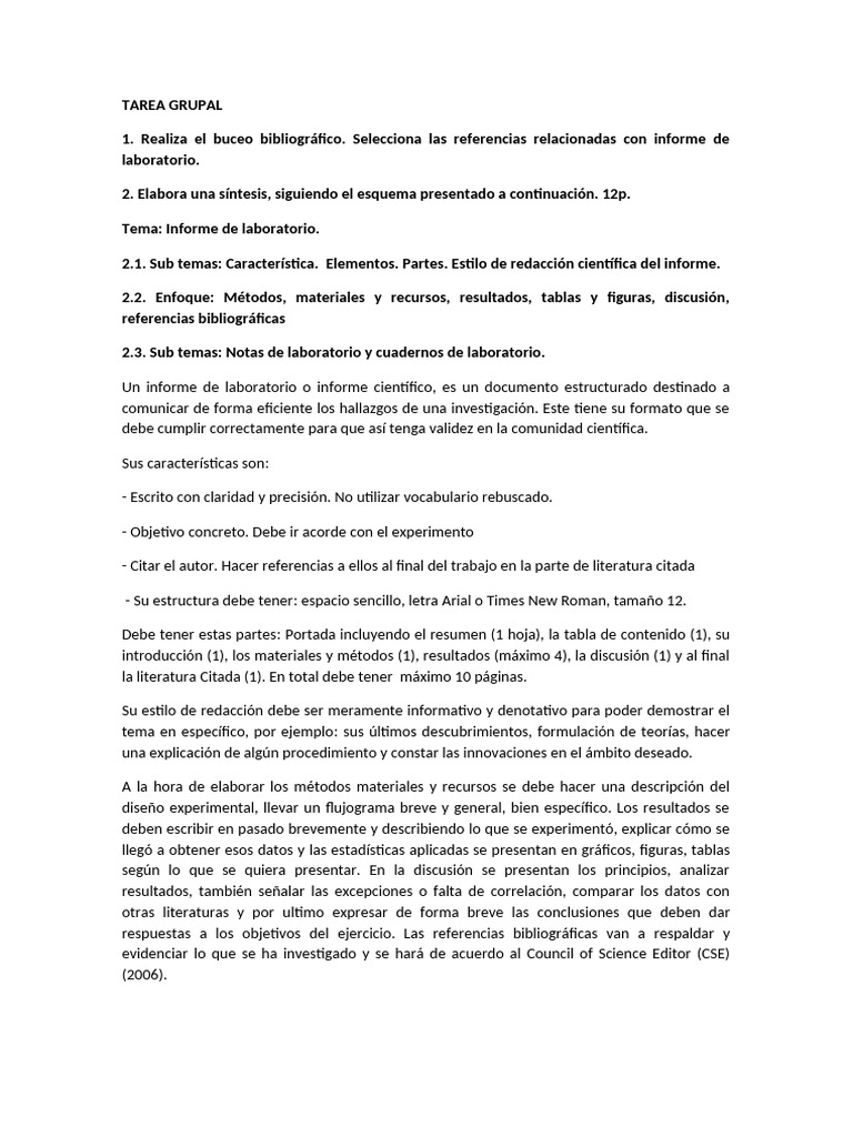 Tarea Grupal | PDF | Laboratorios | Experimentar